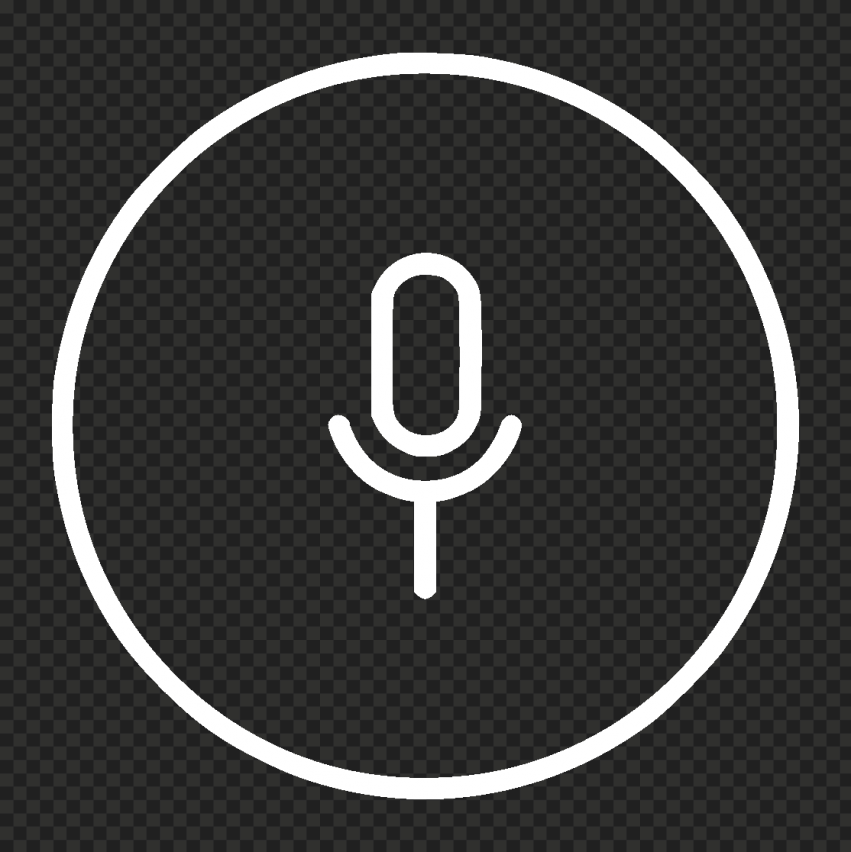Transparent Round Voice Recorder Mic Line White Icon | Citypng