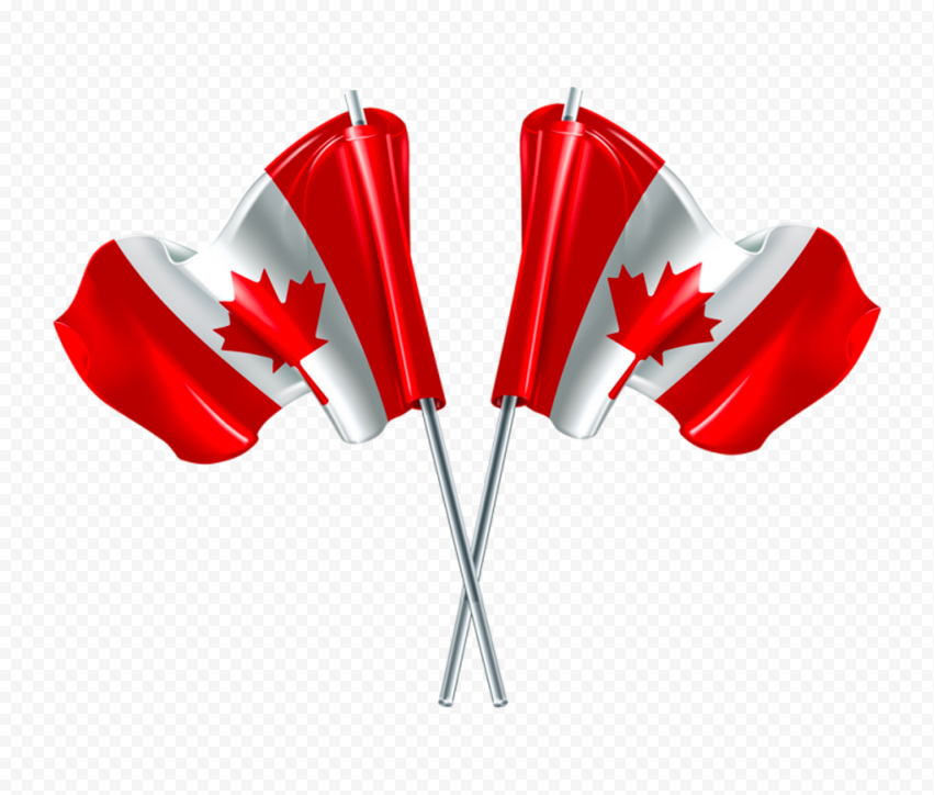 Two Crossed 3D Canadian Flags On Pole HD PNG | Citypng