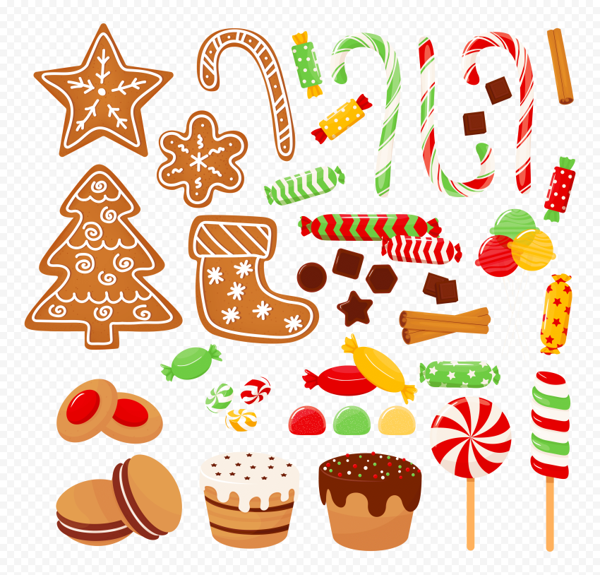 Vector Cartoon Set Of Christmas Items FREE PNG | Citypng
