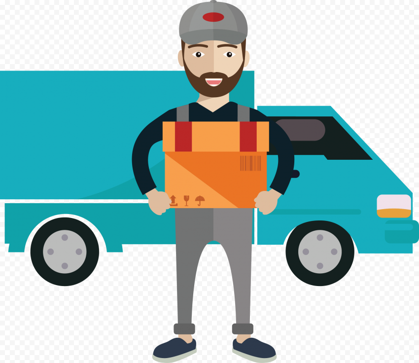 Vector Delivery Man & Truck Illustration PNG Image | Citypng