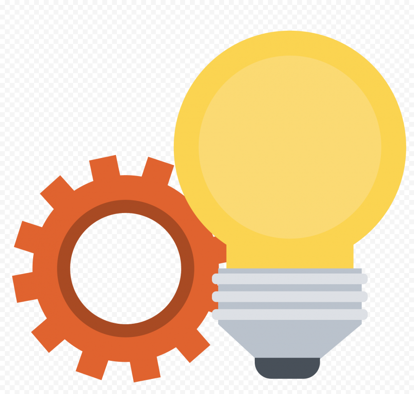 Vector Icon Gear With Light Bulb PNG | Citypng