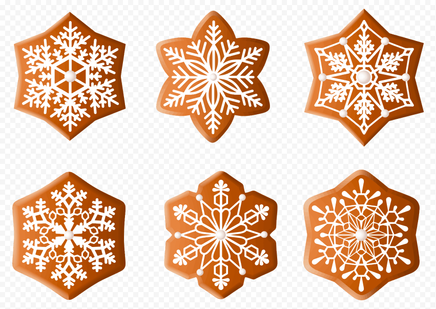Vector Illustration Gingerbread Snowflakes Stars PNG | Citypng