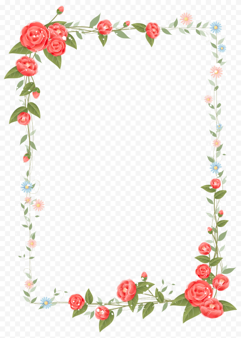 Vertical Roses Floral Frame HD Transparent PNG | Citypng