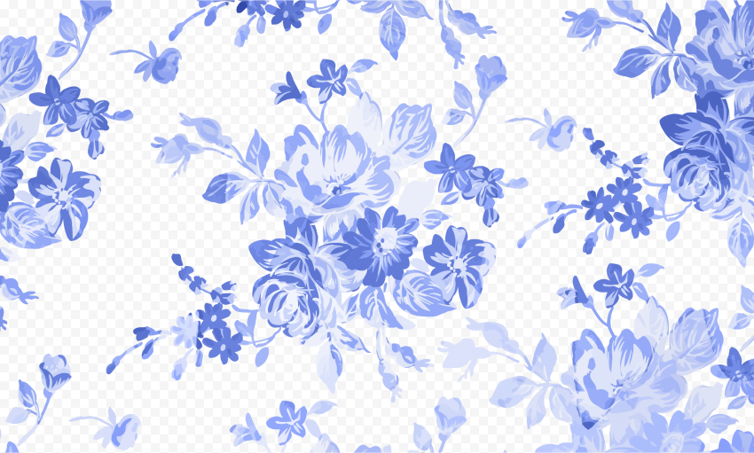 Watercolor Painting Blue Flowers Pattern HD PNG | Citypng