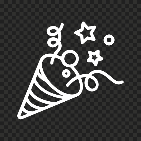 White Confetti Popper Outline Icon PNG | Citypng