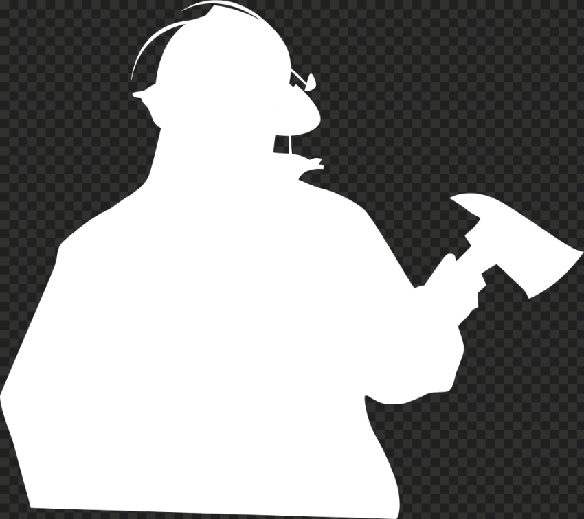 White Firefighter Fireman With Axe Silhouette PNG | Citypng