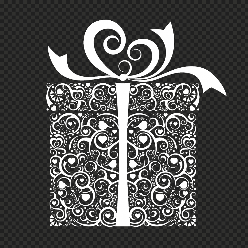 White Floral Aesthetic Gift Box Shape Silhouette HD PNG | Citypng