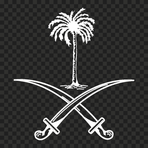 White Sketch Saudi Arabia Emblem Logo PNG | Citypng