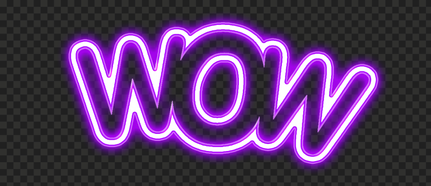 Wow Purple Neon Expression Word Transparent Background | Citypng