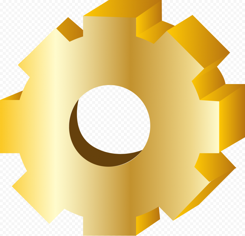Yellow Gold 3D Gear Wheel PNG Image | Citypng
