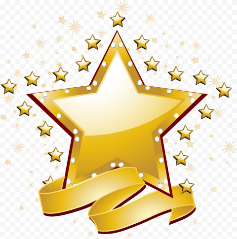 Yellow Gold Star With Ribbon Illustration PNG | Citypng