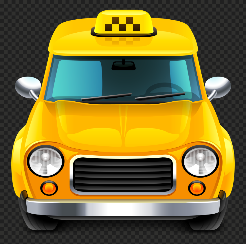 Yellow Illustration Cartoon Taxi Cab Front View | Citypng