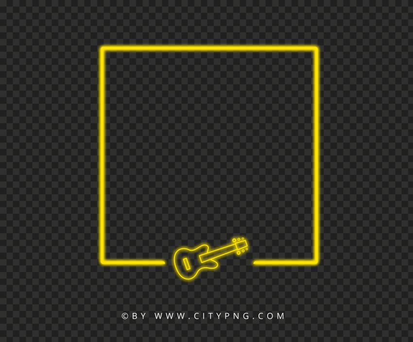 Yellow Neon Frame With Guitar Shape FREE PNG | Citypng