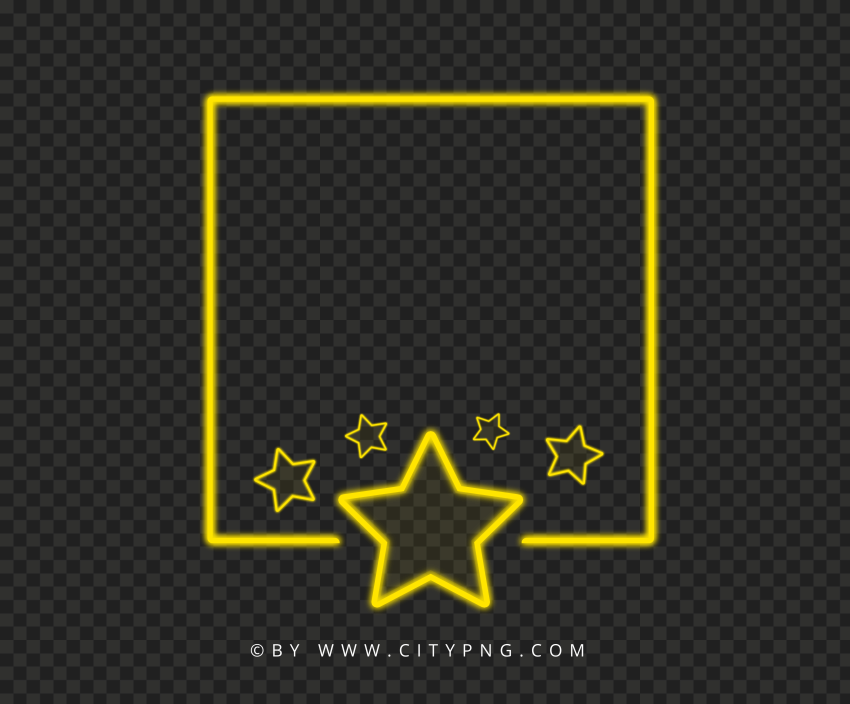 Yellow Neon Frame With Stars PNG Image | Citypng