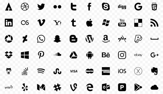HD Black Social Media Logos Icons PNG | Citypng