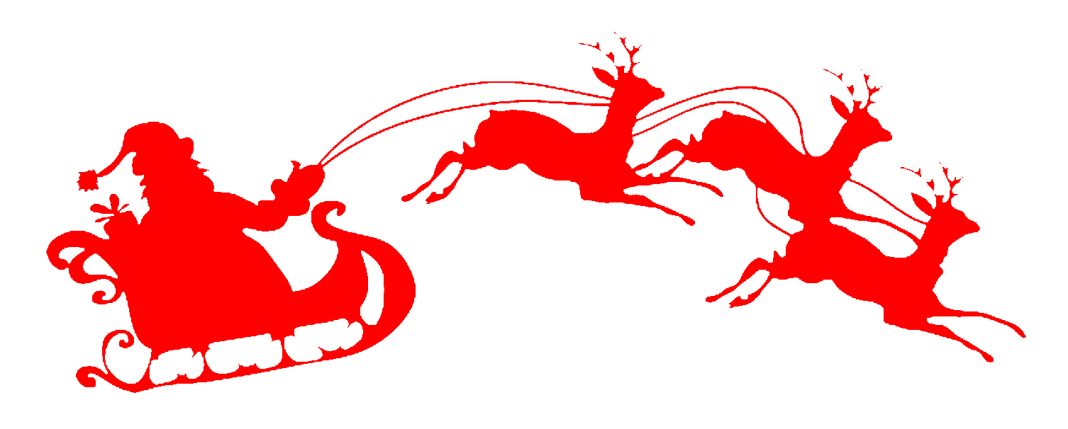 Santa Ride Sleigh Reindeer White Silhouette PNG IMG | Citypng