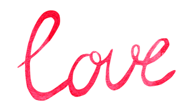 HD Love Word Red Text Hand Lettering PNG | Citypng