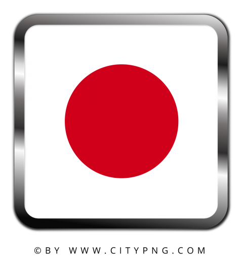 Glossy JPN Japan Square Flag Button Icon HD PNG | Citypng