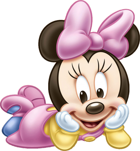 Cute Minnie Mouse Baby Character Sitting Down PNG | Citypng