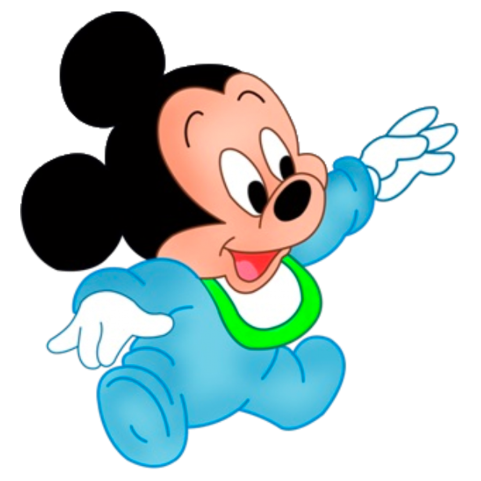 Baby Mickey Mouse Playing With a Toy Train PNG | Citypng