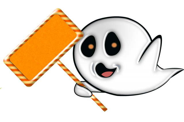 Cartoon Halloween Ghost Holding a Pumpkin PNG | Citypng