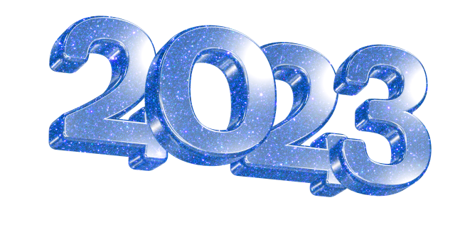 2023 Blue Green Glitter 3D New Year Text Logo | Citypng