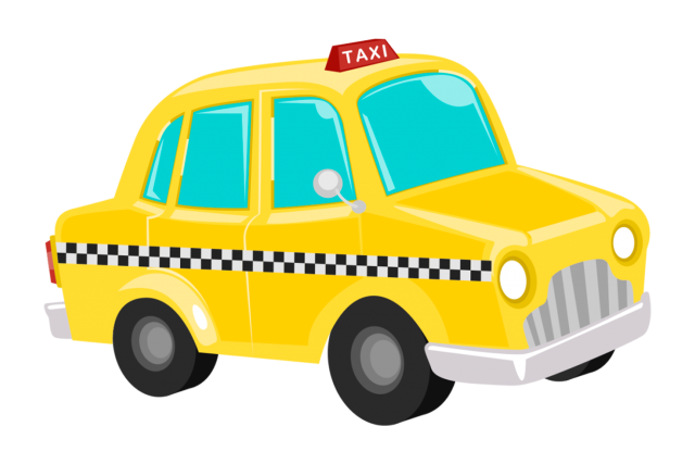 Cartoon Yellow And Black Taxi Car PNG | Citypng