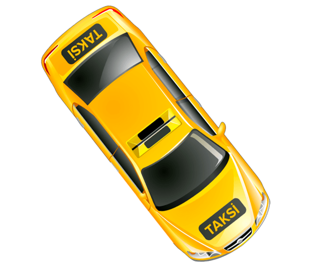 Cartoon Illustration Yellow Taxi Cab Top View PNG | Citypng