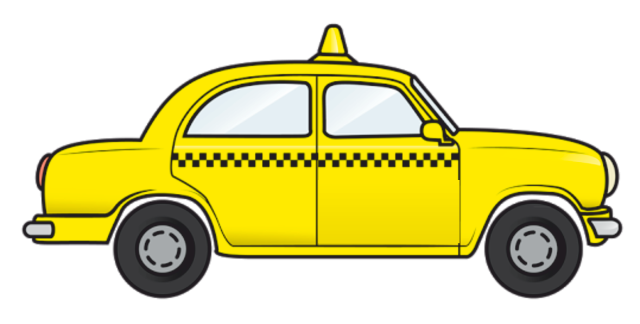 Cartoon Clipart Taxi Cab Side View PNG Image | Citypng