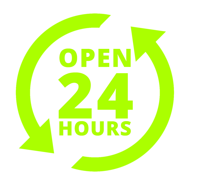 Open 24 Hours Blue Logo Icon Sign PNG | Citypng