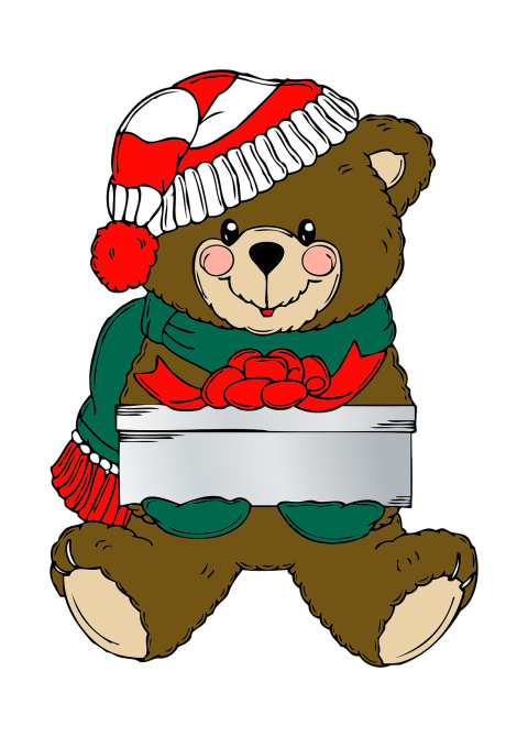 HD Cartoon Bear Wearing Santa Claus Hat PNG | Citypng