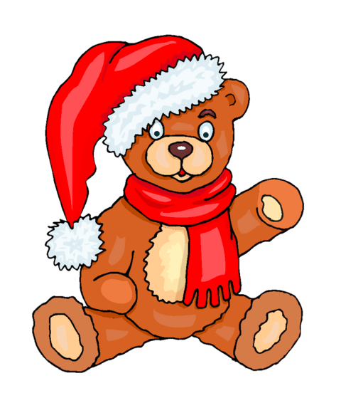 HD Cartoon Bear Wearing Santa Claus Hat PNG | Citypng