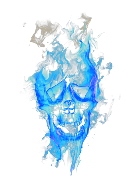 Blue Fire Skull Png
