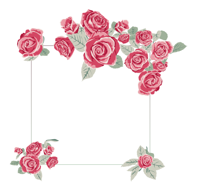 HD Roses Flowers Floral Circle Round Frame PNG | Citypng