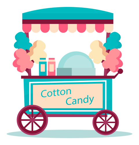 Cartoon Vector Cotton Candy Cart HD PNG | Citypng