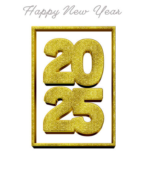 2025 Happy New Year Gradient Glitter FREE PNG | Citypng