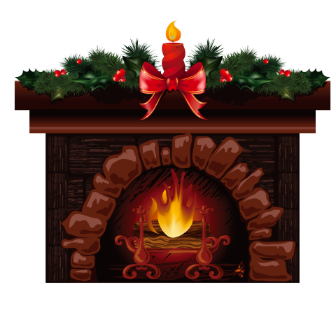 Vector Illustration Christmas Decorated Chimney PNG | Citypng