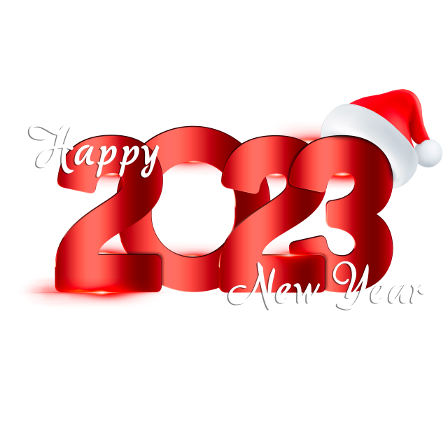 2023 Happy New Year Green Numbers With Santa Hat PNG | Citypng