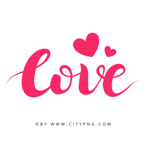PNG Watercolor Red Love Word With Hearts Valentine | Citypng