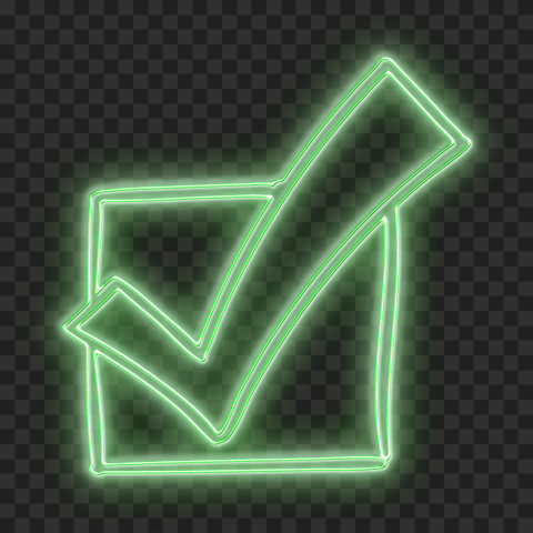 HD Green Neon Check Mark Tick Box Sketch Icon Transparent Background ...