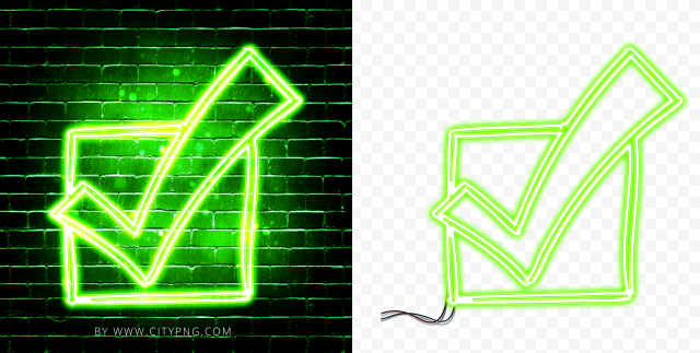 HD Green Neon Check Mark Tick Box Sketch Icon PNG | Citypng