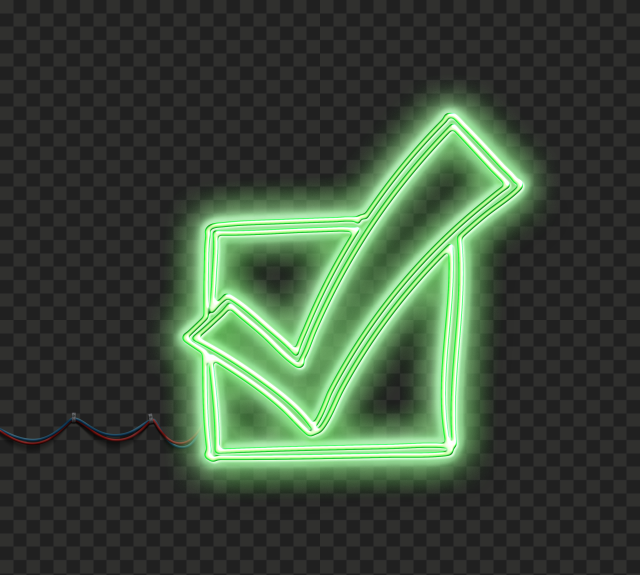 HD Green Neon Check Mark Tick Box Sketch Icon PNG | Citypng