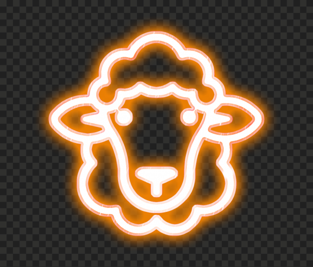 Transparent HD Yellow Glowing Neon Sheep Head Face Icon | Citypng
