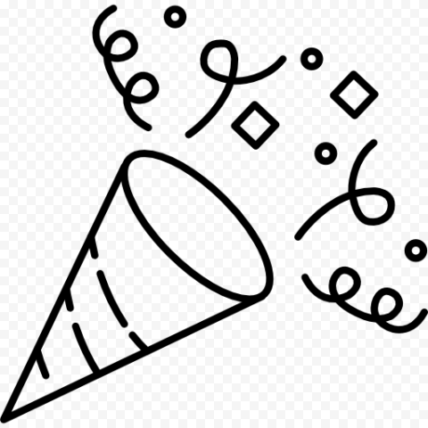 White Confetti Popper Outline Icon PNG | Citypng
