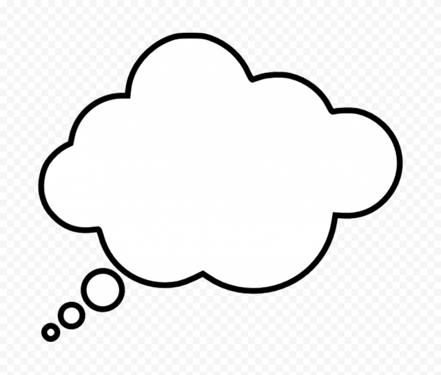 PNG Black & White Cartoon Thought Think Idea Cloud | Citypng