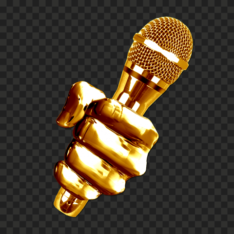 HD Gold Golden Hand Hold Microphone Mic Music PNG | Citypng