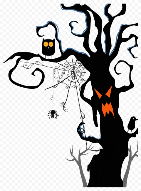HD Scary Halloween Apples Tree Illustration PNG | Citypng