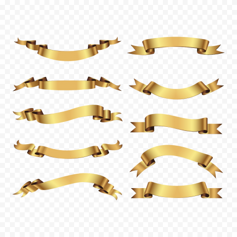 HD Group Of Golden Gold Ribbon Banners PNG | Citypng