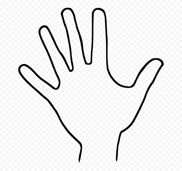 HD Black Outline Right Hand Print Clipart PNG | Citypng