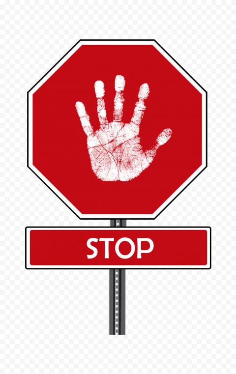 HD White Hand Stop Icon On Red Road Stop Sign Clipart PNG | Citypng